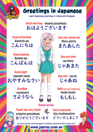 FREE SAMPLE Poster - Japanese Greetings with & without romaji - Japres ...